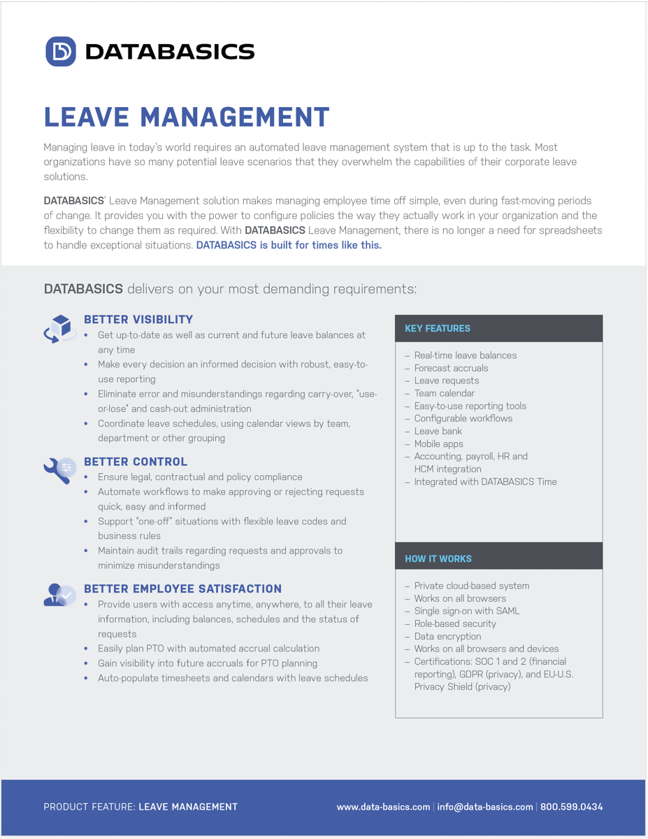 Leave Management Feature Sheet